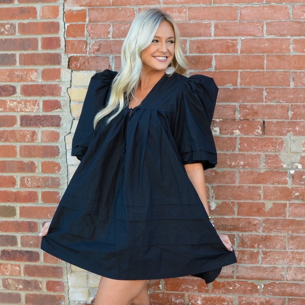 Carol & Kay Boutique Black Mini Babydoll Dress - Gem